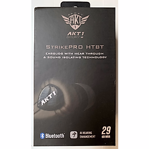 AKT1 Sport StrikePRO HTBT,Bluetooth Headphones with Hear Through and Sound Isolating Technology,4X Sound Amplification Hearing Protection for Shooting,Hunting and DIY Projects,NRR 29,10+ Hour Battery