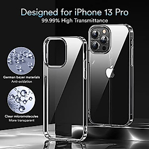 Elando Crystal Clear Phone Case Compatible with iPhone 13 Pro Case, Non-Yellowing Military Grade Drop Protection Shockproof Slim Thin Phone Case, 6.1 inch