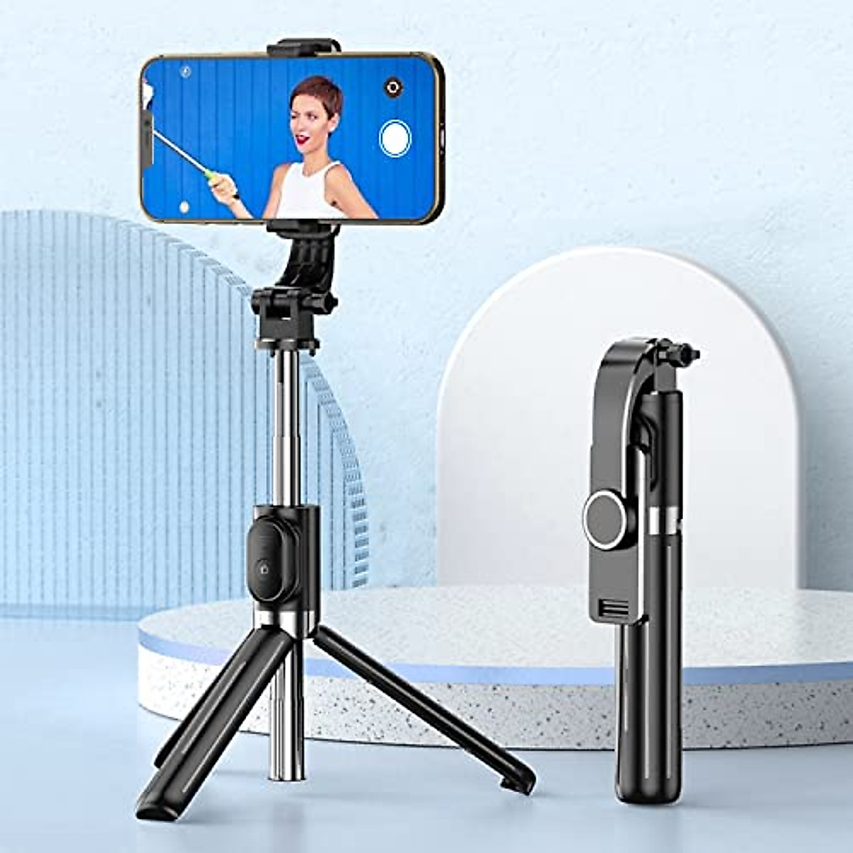 Absob Selfie Stick Tripod, All in One Extendable Portable 43" iPhone Tripod Selfie Stick with Bluetoioth Wireless Remote Compatible with iPhone 13 12 11 pro Xs Max Xr X Galaxy Note10/S20/S10