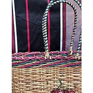 Fair Trade Ghana Bolga African Dye-Free Oval Shopper 17-18" Across, 38066