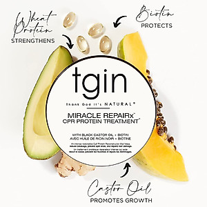 tgin Miracle RepaiRx Strengthening CPR Protein Treatment & Deep Hydrating Hair Mask, for Curly, Coily and Wavy Hair, Repairs, Protects, and Restores Damaged Hair, 12 oz, (Set)