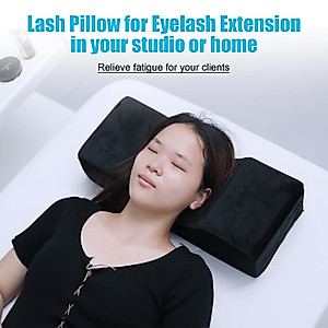 Toymay Comfortable Eyelash Extension Neck Pillow,Memory Foam Neck Contour Pillow for Sleeping Support,Beauty Salon Lash Grafting Pillow,Removable Black Velvet Cervical Pillow