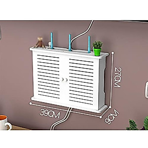 HTTDD Wireless Router Storage Box, WiFi Router Storage Boxes Wooden Box Cable Power Plus Wire Bracket Wall Hanging Plug Board Storage Shelf