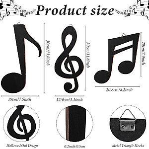 Yalikop 3 Pieces Black Treble Clef Wooden Wall Decor Music Notes Wall Art Note Wooden Wall Decoration Music Note Party Decorations for Home Room Bar Music Studio Birthday Party Decor