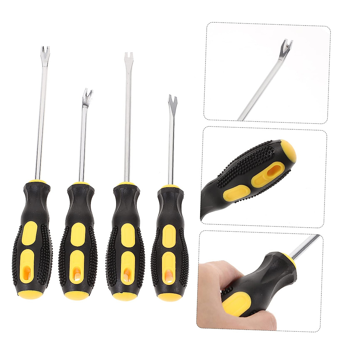 Uonlytech 4pcs Carpenter Hand Puller Metal Pry Bar Staple Removal Tools staple remover staple puller stapler remover tool carpet stretcher Upholstery staple nail rubber trolley office