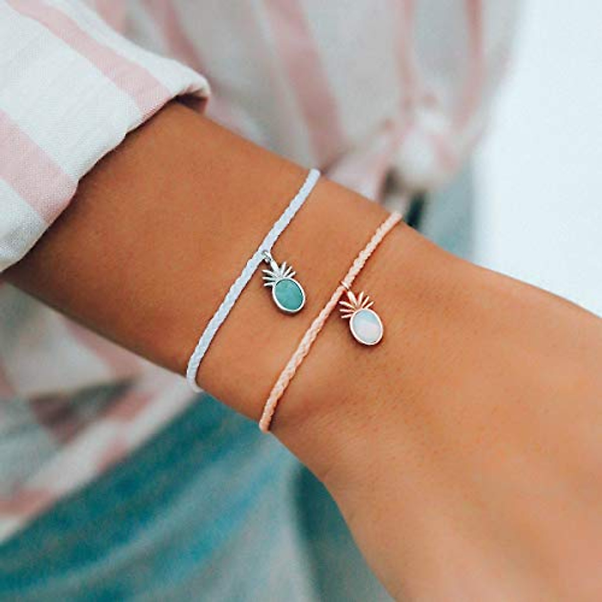 Pura Vida Rose Gold Tropical Breeze Bracelet - Waterproof, Adjustable - Blush