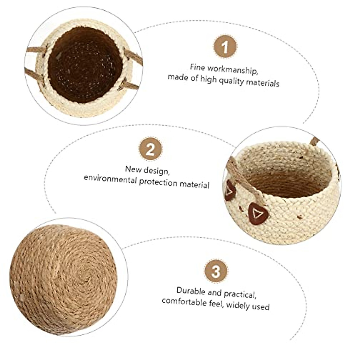 OFFSCH Woven Basket Woven Hamper Woven Storage Baskets Kids Basket Seagrass Belly Basket Seagrass Planter Woven Baskets Home Flower Basket Portable Basket Straw Flower Basket Beige Grass