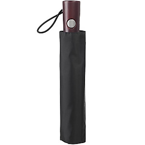 totes Automatic Open Wooden Handle Umbrella, Black