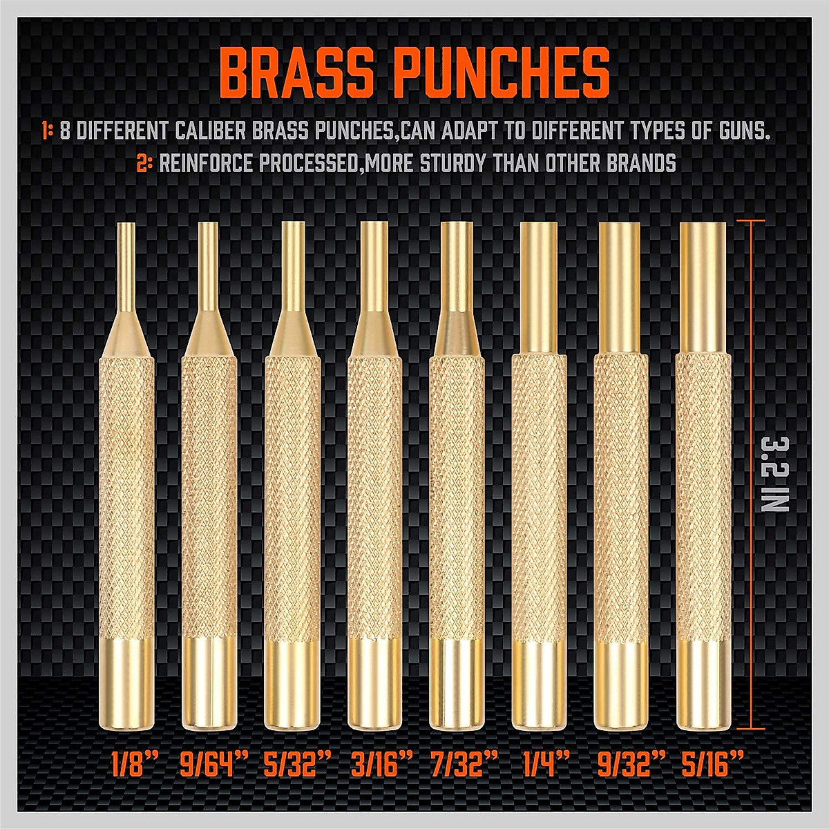 HORUSDY 22-Piece Punch Set and Hammer with Brass, Hollow, Steel, Plastic Punches, Brass Punch for Maintenance.