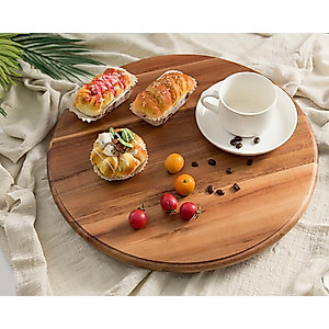 Heavy Duty Wood Lazy Susan Turntable, (20inch) Extra Large Acacia Kitchen Countertop Dinner Table Bearing Plate | Rotating Organizer Tray Disc Grazing Tray Cheese Board Charcuterie Platter