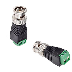 joleully BNC Male Balun Connector 9 Pcs Coaxial Cat5 to BNC Male Connector and BNC to 2 Screw Camera Terminal Male Adpater for CCTV Surveillance Video Cameras Coaxial/Cat5/Cat6 Cable to BNC Male Conne