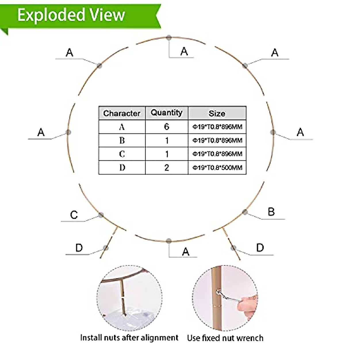 AXHJ Metal Round Balloon Arch Kit,7.2ft(2.2m) Large Size Golden Circle Arch Frame Backdrop Stand for Birthday,Party, Wedding,Graduation,Baby Shower Photo Background Decoration
