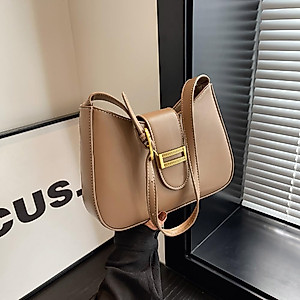 Sanxiner Classic Shoulder Bag,Retro Small Purse,Tote Bag for Women with Zipper Closure (1-Khaki)