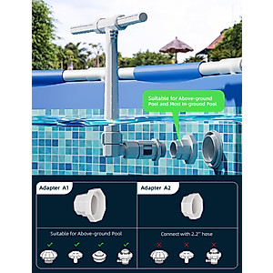 Kompoll Pool Fountain Above Swimming Pools, Adjustable Water Dual Spray Sprinkler Pool Fountain for Inground Pools, Fun Pool Waterfall Sprayer for Backyard Outdoor, Grey
