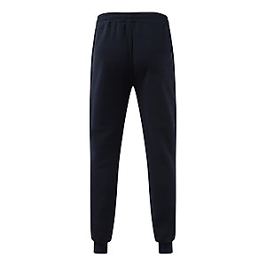 Men's Fleece Lined Cargo Sweatpants Open Bottom Straight Leg Casual Loose Fit Baggy Athletic Jogger Pants with Pockets(Navy#04,XL)