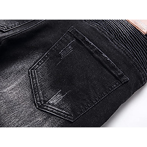 Liuhond Men's Slim Fashion Ripped Straight Holes Stretchy Jeans(36, Dark Grey)