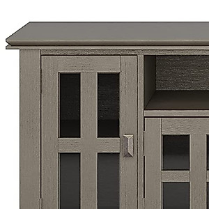 SIMPLIHOME Artisan Solid Wood 72 inch Wide Contemporary TV Media Stand in Farmhouse Grey for TVs up to 80 inches
