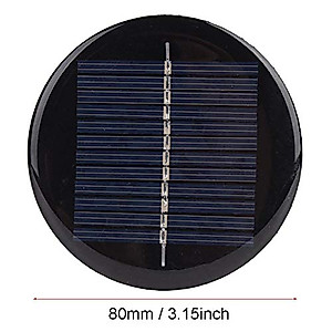 T best 4Pcs Solar Cell Panel, 6V 80MM Diameter Round Solar Battery Panel Outdoor Portable Stable Efficient Polycrystalline Silicon Solar Power Panel