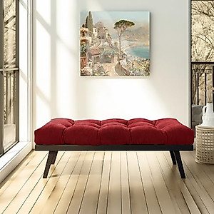 ROFIELTY Bench Cushion 36X14 inch, Indoor/Outdoor Anti-Slip Tufted Swing Seat Cushion, Comfortable Window seat Cushions Indoor, Piano Bench Cushions. (Burgundy, 36x14x4)