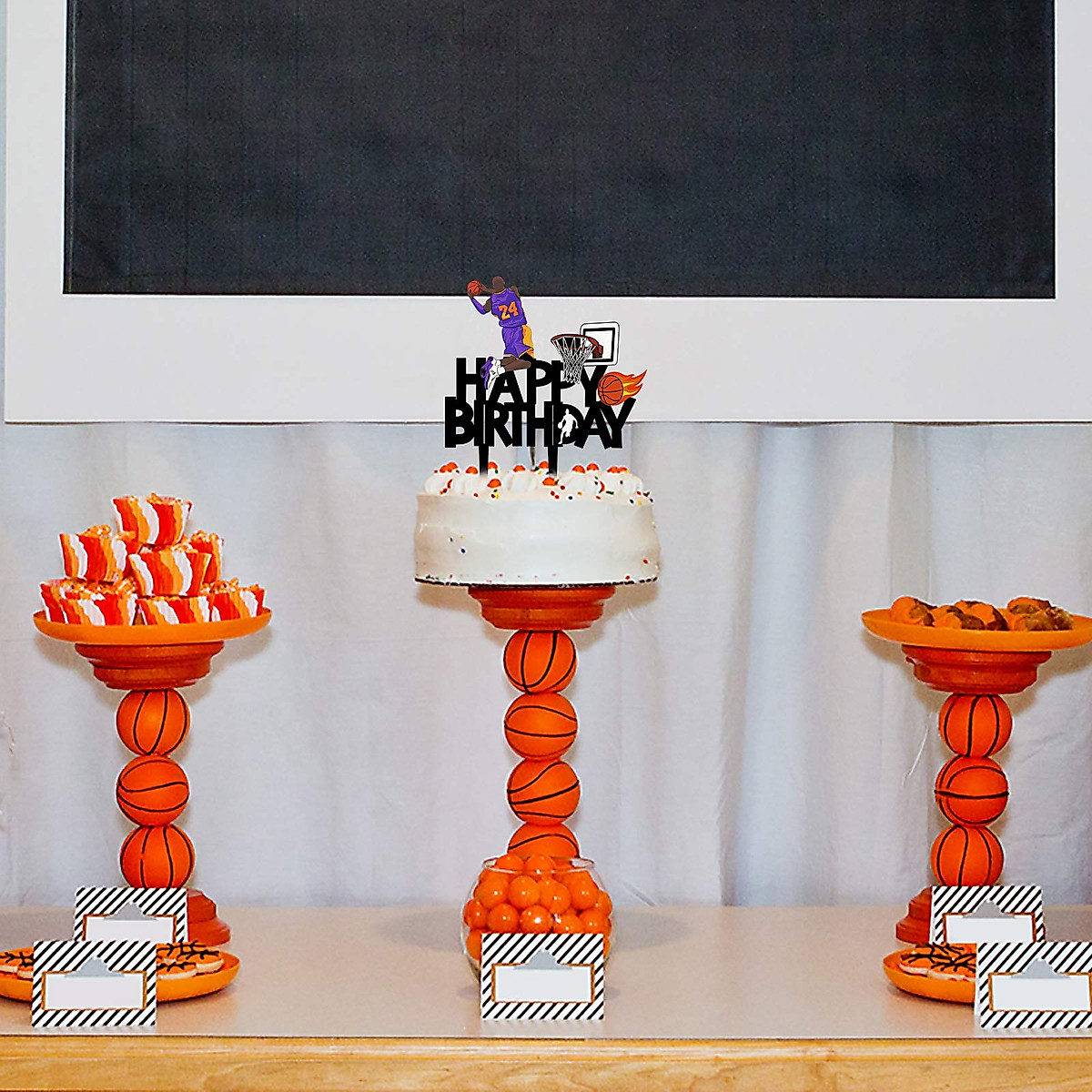 Acrylic Basketball Happy Birthday Cake Topper, Basketball Themed Birthday Party Cake Decoration, Basketball Party Favor for Basketball Fans