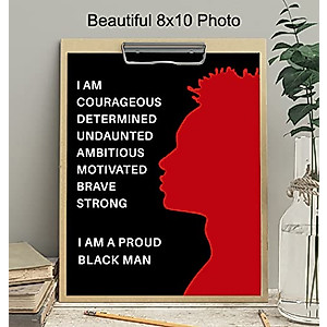 Proud Black Man Poster - 8x10 African American Motivational Wall Art - Black Wall Art - Black Pride Room Decor - Gift for Men, Boys, Teens Bedroom, Classroom, Living Room, Home, Apartment, Dorm
