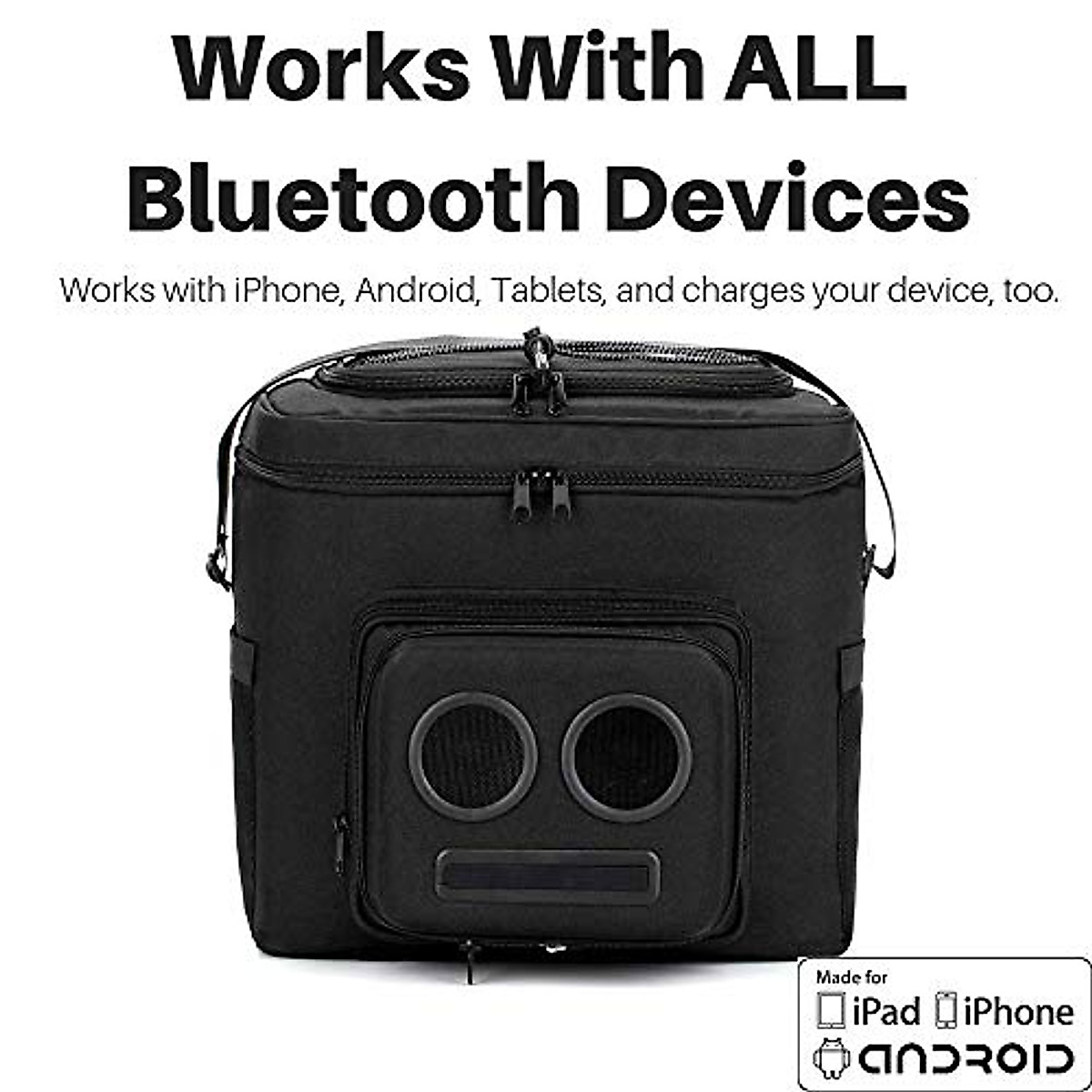 SUPER REAL The #1 Cooler with Speakers on Amazon. 20-Watt Bluetooth Speakers for Parties/Festivals/Boat/Beach. Rechargeable, Works with iPhone & Android (Black, 2023 Edition)
