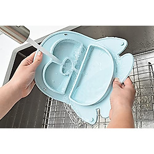 Fold-N-Go Baby Plates & Toddler Plates | Foldable for easy carry | 100% Food Grade Silicone Plate | BPA Free | Baby led weaning plate | Microwave and dishwasher safe (BLUE SKY)