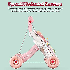 Baby Sit-to-Stand Learning Walker, 2 in 1 Baby Walker for Girls Boys, Educational Baby Push Walkers with Entertainment Activity Table, Baby Music Learning Toy Gift for Infant Boys Girls (Pink)