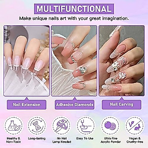 XIFEPFR Acrylic Nail Kit - Clear White Pink Acrylic Powder and Acrylic Liquid Set with Acrylic Nail Brush Nail Forms Glass Cup Beginner Acrylic Nail Kit for Nail Extension Carving Salon Home DIY