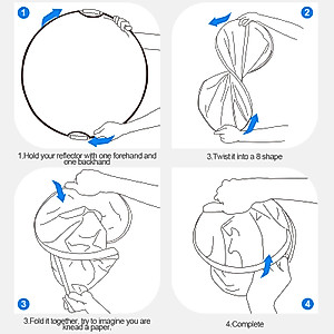 Wellmaking 43Inch/110cm Photography Light Reflector, Portable Foldable 5 in 1 Diffuser Reflectors with Bag & tilt Adapter for Studio & Outdoor Lighting-Translucent, Silver, Gold, White and Black