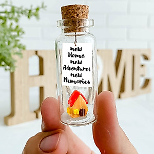 Inspirational Message in a Bottle Gift Idea - Classy Gifts for Friends and Family - Unique Boyfriend Girlfriend Presents (Colorful House - New Home, New Adventures, New Memories, Gift Bottle)