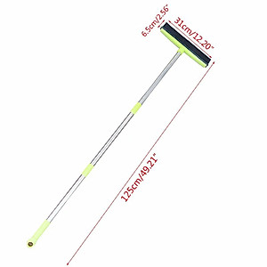 Carpet Hair Removal Broom with Squeegee, Rubber Floor Broom Carpet Rake, Adjustable Long Handle 49" Length for Pet Cat Dog Hair Carpet Hardwood Tile Windows Clean Water Resistant