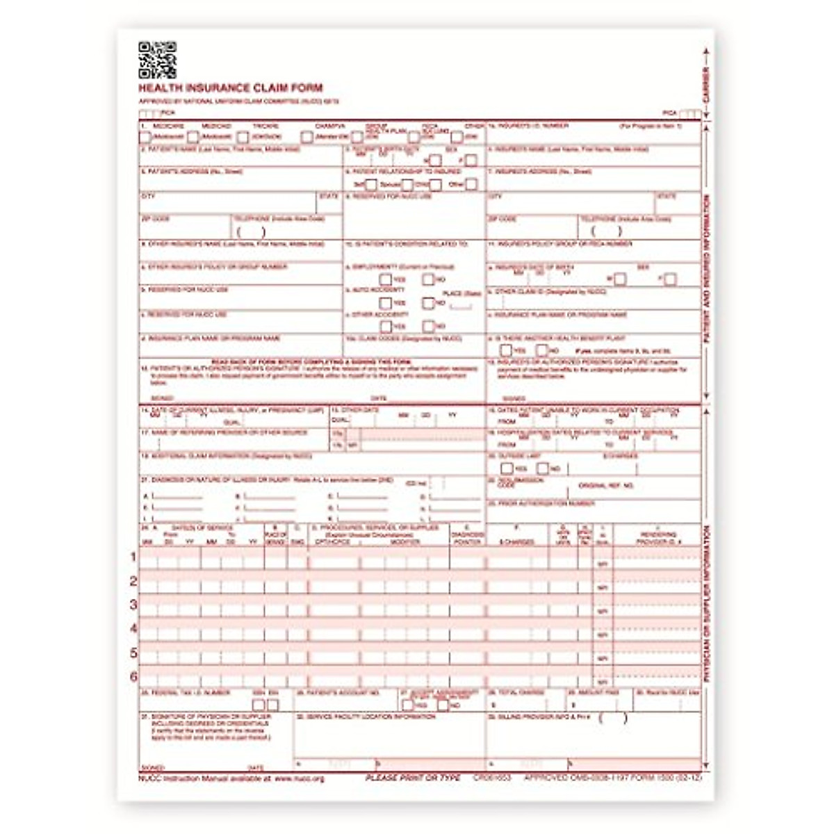 Compuchecks New Cms 1500 Claim Forms - Hcfa (Version 02/12) (500 Sheets), 7106