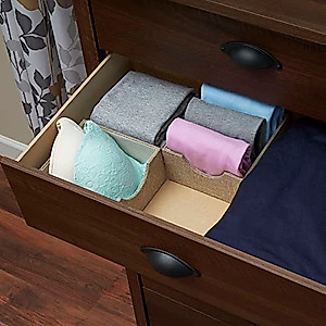 Household Essentials Double Accessory Organizer Tray, Small Square Organizer, Sleek and Stylish, Sturdy Frame with Fabric Covering, Brown