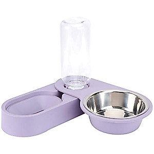 Balacoo Dog Water Food Bowl Set Automatic Pet Food Water Dispenser Rotating Corner Folding Dog Bowl for Cat Puppy Small Dogs (Purple) Rabbit Food Bowl