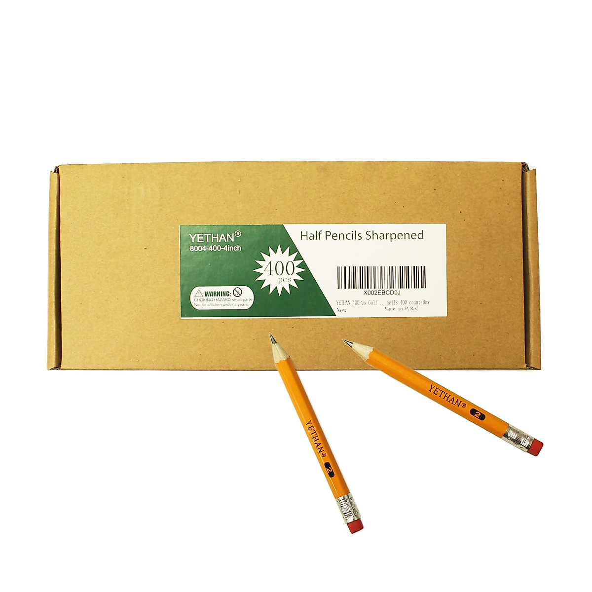 YETHAN Half Pencils with Eraser Tops 96Pcs, Golf, Classroom, Pew - #2 HB, Hexagon, 96/Box.