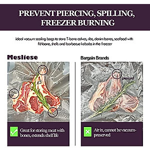 Mesliese Vacuum Sealer Bags Rolls for Custom Fit 11''x16' 3 Pack & 8''x16' 3 Pack Total 96', Heavy-Duty Thick Food Bag, BPA-Free, Freezable, Use for Sous Vide and Storing Raw and Cooked Foods, Universal Compatibility