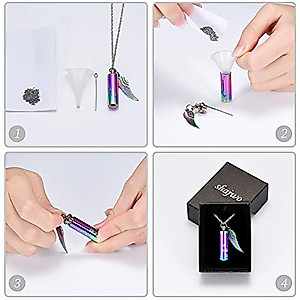 shajwo Cremation Jewelry Paw Print Urn Necklaces for Human Pet Ashes Cylinder Urn Pendant Keepsake Memorial Ash Locket Holder Necklace for Men Women,Rainbow