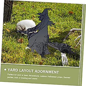 Halloween Plug Metal Signs Outdoor Witch Decor Outdoor Sculpture Halloween Yard Signs Sign with Stakes Decorations Outdoor Lawn Trick or Treat Cat Light Halloween Welcome Sign Mini