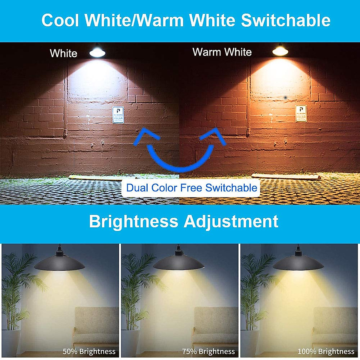 LAFEINA Solar Pendant Lights, Outdoor Solar Lights with Remote Control Dual Color Switchable Brightness & Timing Adjustable Shed Lamp for Barn Yard Patio Porch Garden