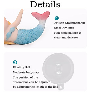 PAPIEEED Floating Mermaid Fish Tank Decor, Cartoon Aquarium Decorations for Aquatic Pets to Play Resin Aquarium Ornaments Suitable for All Kinds of Fish Tank