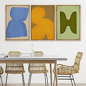SIGNLEADER Framed Canvas Print Wall Art Set Vibrant Mid-Century Polygon Variety Abstract Shapes Illustrations Minimal Decorative Bohemian Nordic for Living Room, Bedroom, Office - 16"x24"x3 NATURAL