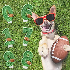 CasaPopz Football Birthday Number Candles for Cake Green Number 1 Candle 1st Football Cake Topper Cupcake Topper for Football Birthday Party Decorations Supplies Favors
