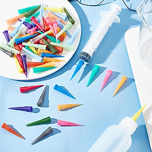 GORGECRAFT 14 Colors 112PCS Plastic Tapered Glue Liquid Dispenser Pinhead Blunt End Needle Tip Dispensing Fill Needles Dispensing Tips for Refilling Glue Fluid Precisely