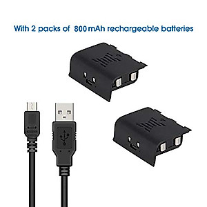 Xbox one Controller Charger with 2 Rechargeable Battery 800mAh Dual Charging Dock Station for Xbox One/One S/One X/Elite Controller