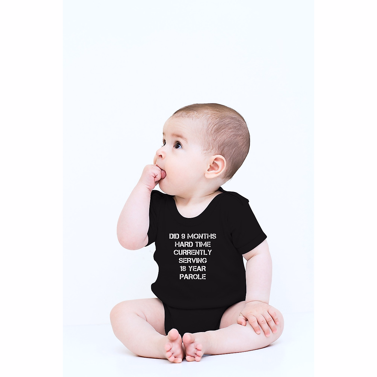 Crazy Bros Tee's Did 9 Months Hard Time, Serving 18 Years Parole Baby Bodysuit Adorable Unisex Romper Clothes (Newborn, Black)