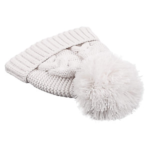 JANGANNSA Winter Knit Baby Hat Twist Warm Beanie for Boys Girls Infant Toddler Baby Beanie with Pompom (0-6 Months,Ivory White)