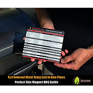 Cave Tools Meat Temperature Food Magnet Sheet for Internal Temperatures Cooking Strategies and Caryover Cook Times - Pitmaster BBQ Accessories for Smokers, Refrigerators and Grills - Small