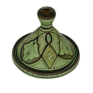 Serving Tagine Handmade Ceramic Tajine Dish 8 inches Multicolored Green