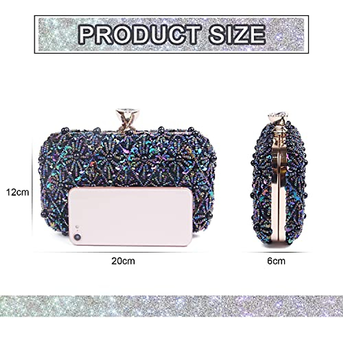 FUKZTE Women Clutch Banquet Evening Crossbody Handbag Glitter Clutch Purse Women's Evening Handbags,Multicoloured